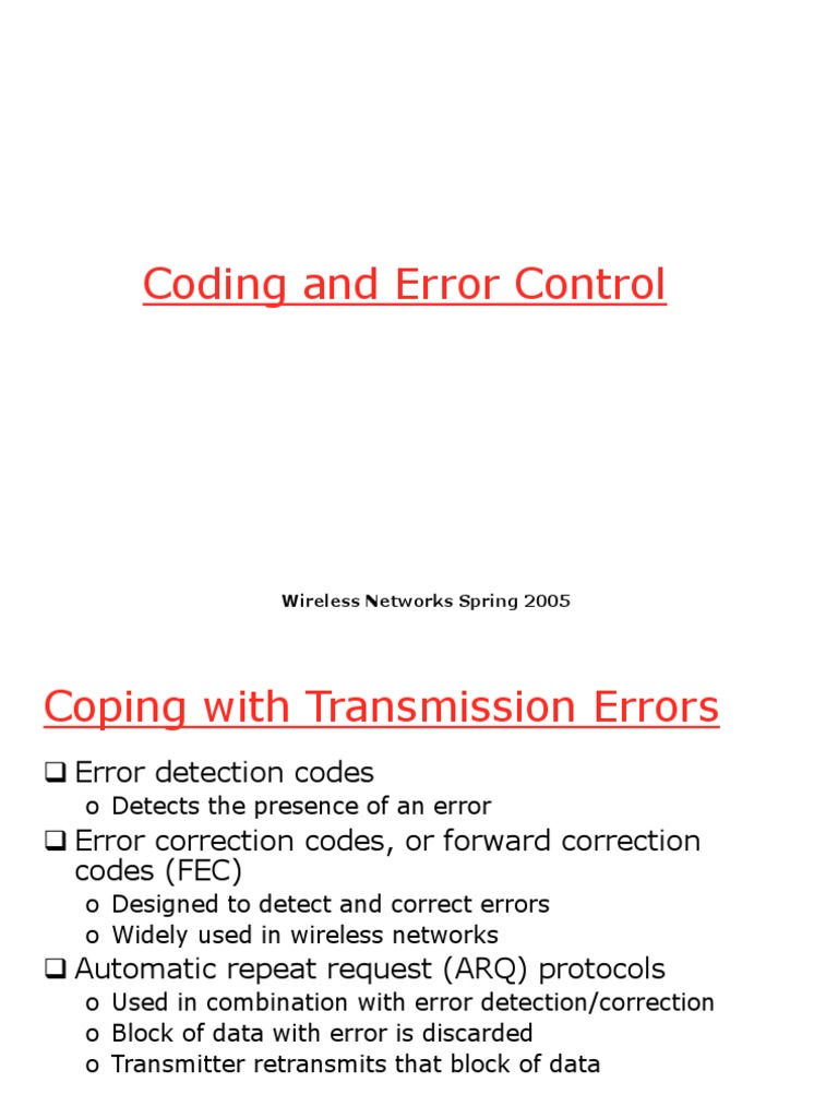 Coding Error Detection And Correction Forward Error Correction