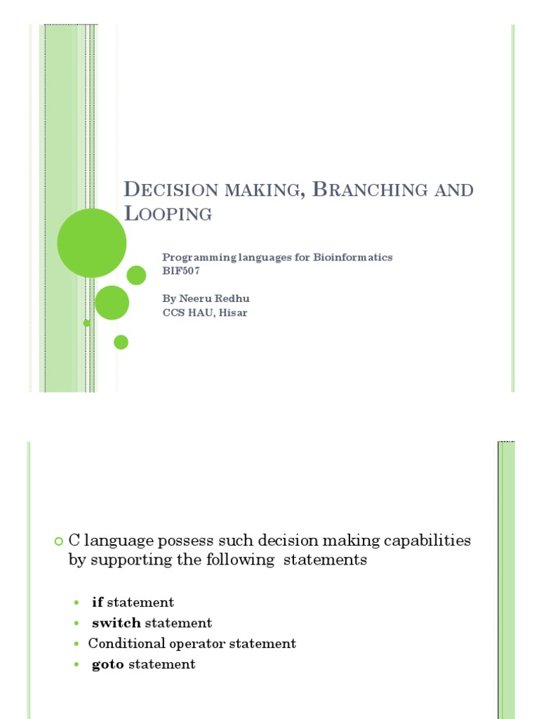 4 - Decision Making - Branching and Looping | PDF | Control Flow | Computer Engineering