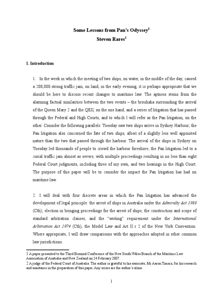 Some Lessons From Pan's Odyssey Steven Rares | PDF | Contractual Term ...
