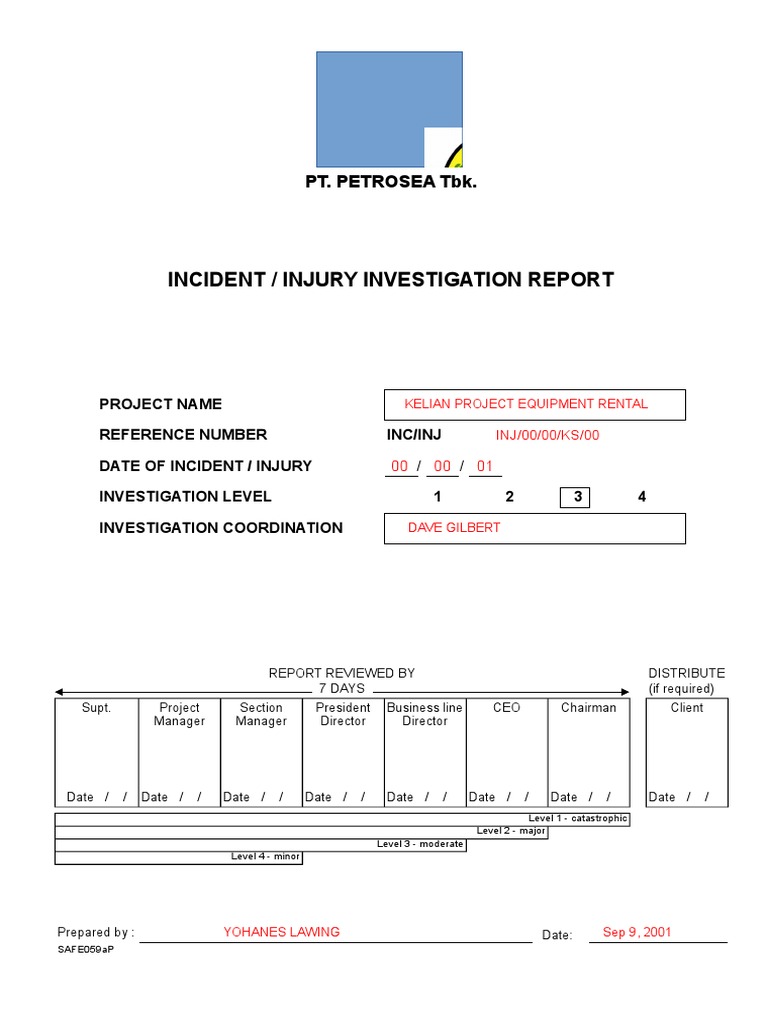 SAFE059aP - Incident Injury Investigation Report | PDF