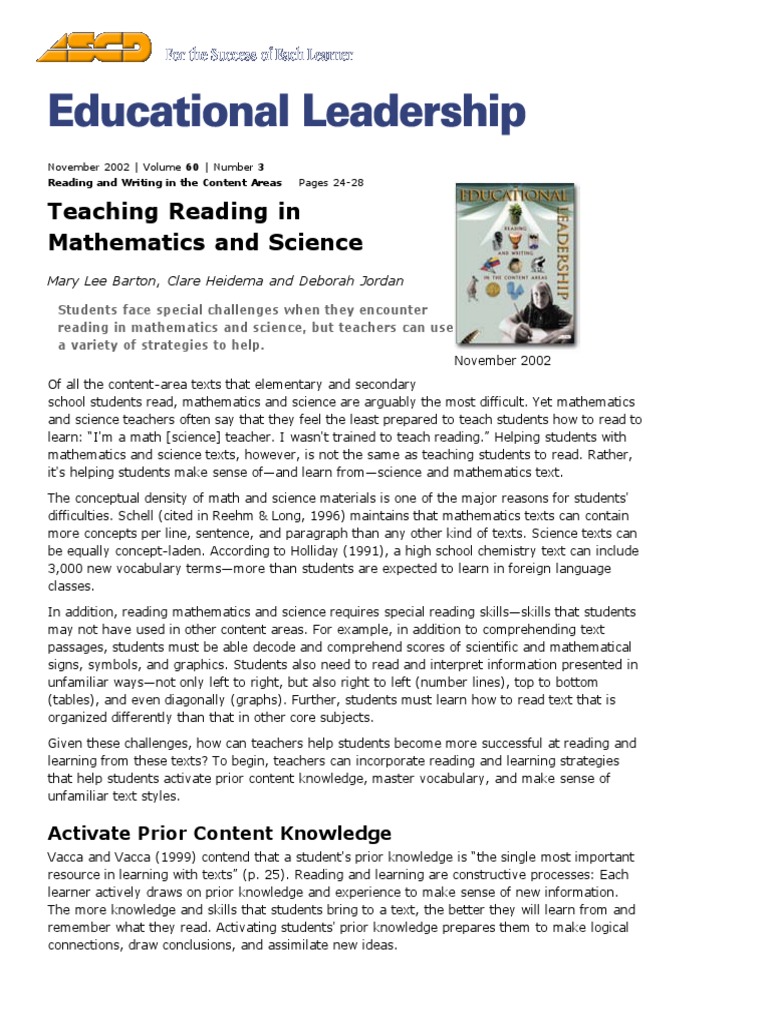Teaching Reading in Math & Science (Barton, Heidema, Jordan) - Book ...