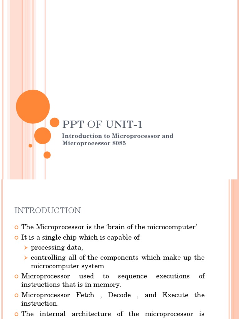 of Unit-1: Introduction To Microprocessor and Microprocessor 8085 | PDF ...