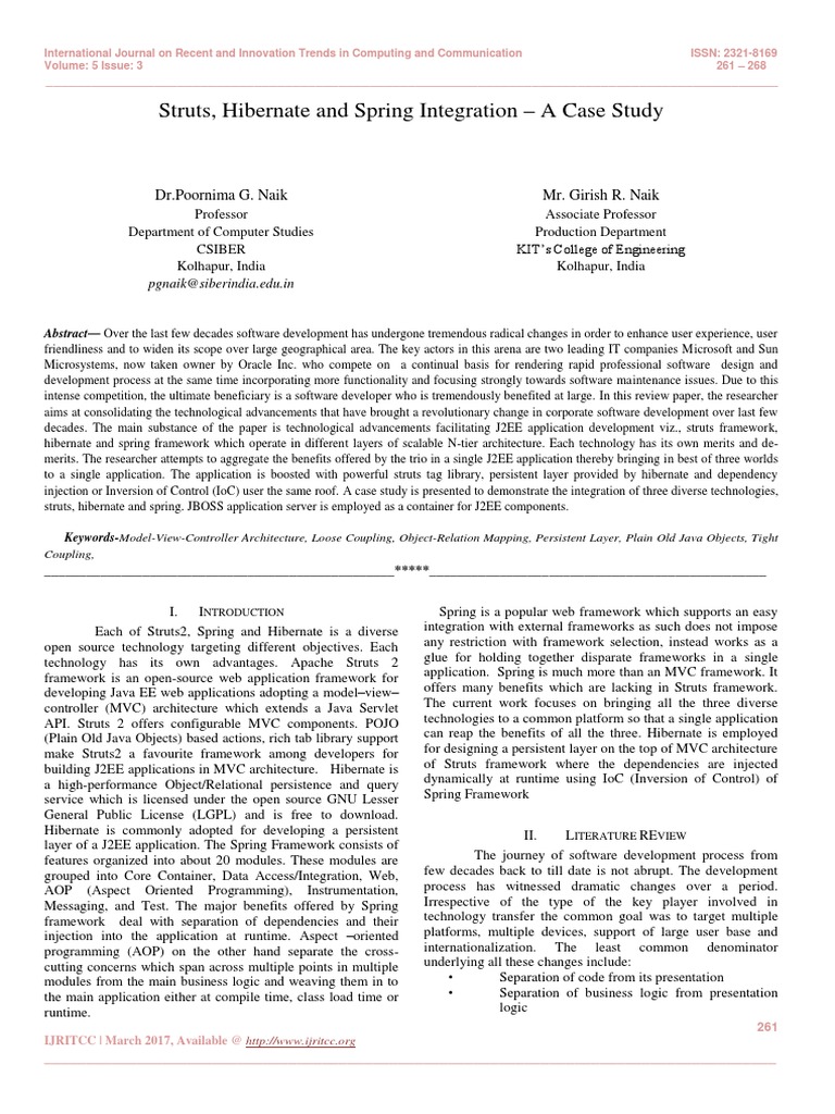 Struts, Hibernate and Spring Integration - A Case Study | PDF | Spring ...