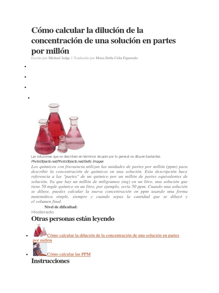 Calcular PPM en soluciones químicas | PDF | Mole (Unidad) | Química