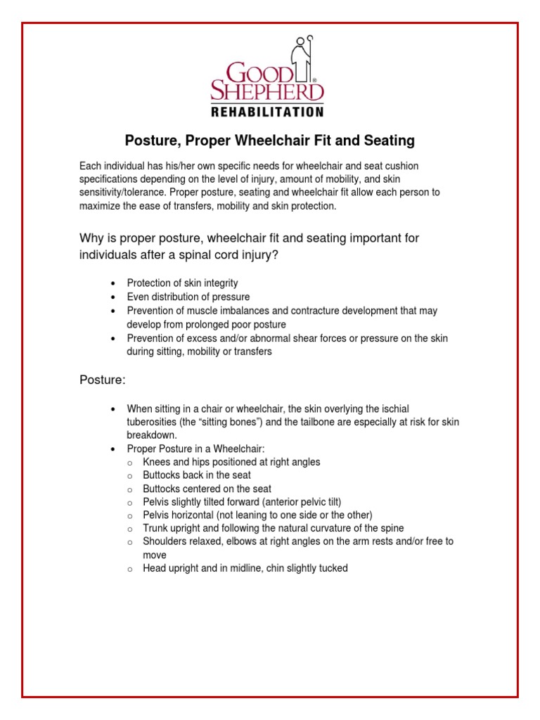 Posture, Proper Wheelchair Fit and Seating | PDF | Wheelchair | Pelvis