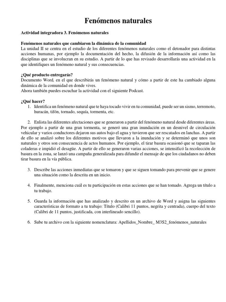 TAREA MOD 3 SEM 2 Fenómenos Naturales | PDF | Ciencia y matemáticas