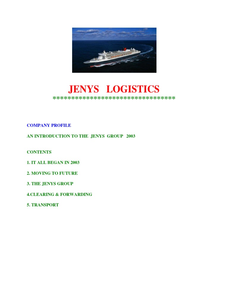 Jenys Logistics - Profile | PDF | Textiles | Textile Arts
