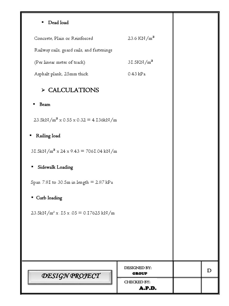Calculations: Design Project | PDF | Infrastructure | Engineering