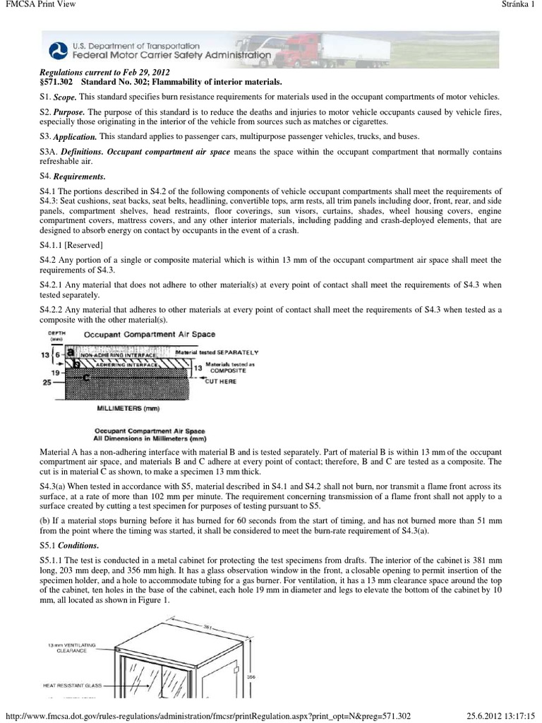 FMVSS 302 | PDF | Vehicles | Flammability
