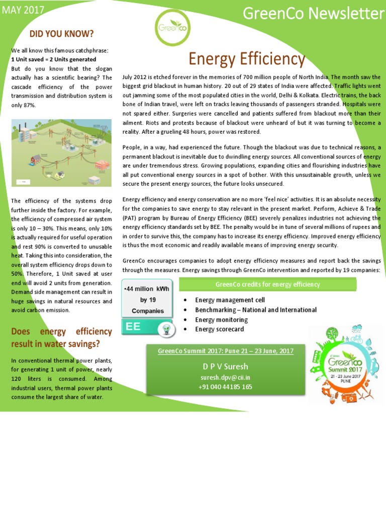 GreenCo Newsletter - Energy Efficiency | PDF | Efficient Energy Use ...