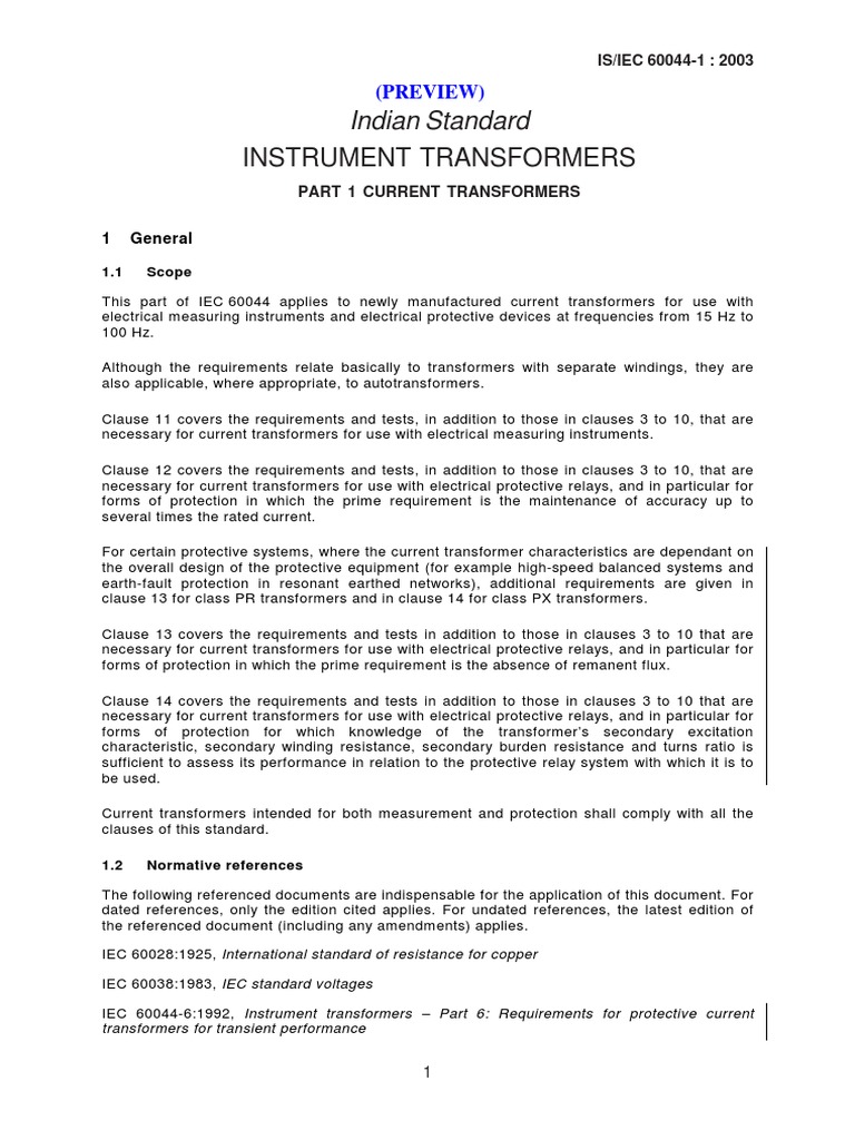 Current Transformers Part 1: Requirements and Tests for Current ...