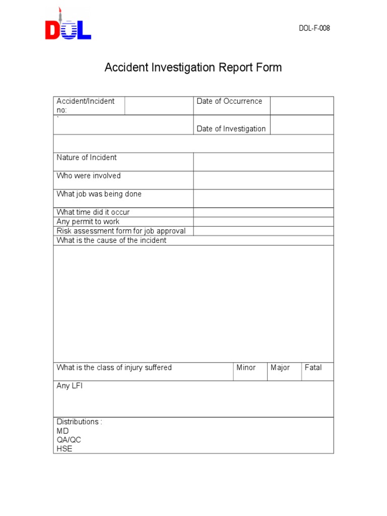 Accident Investigation Form | PDF