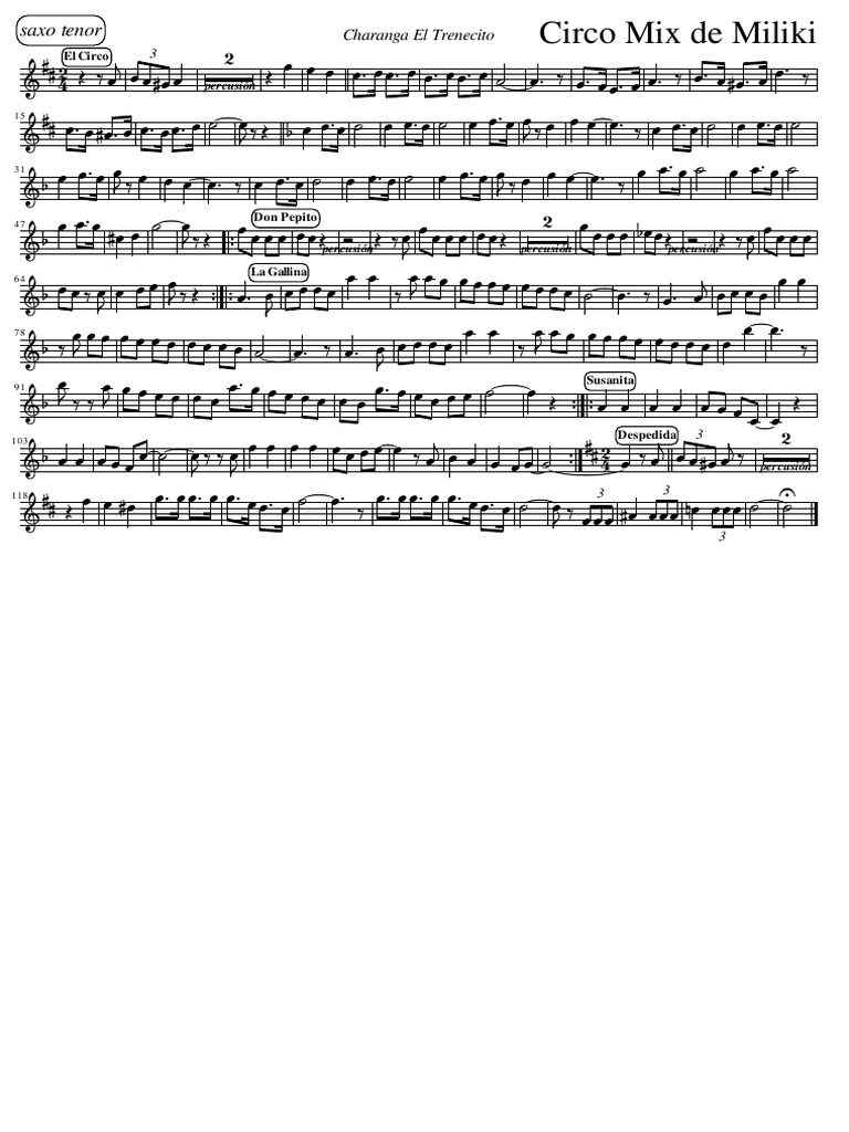 Circo Mix de Miliki V2-Saxo - Tenor | PDF