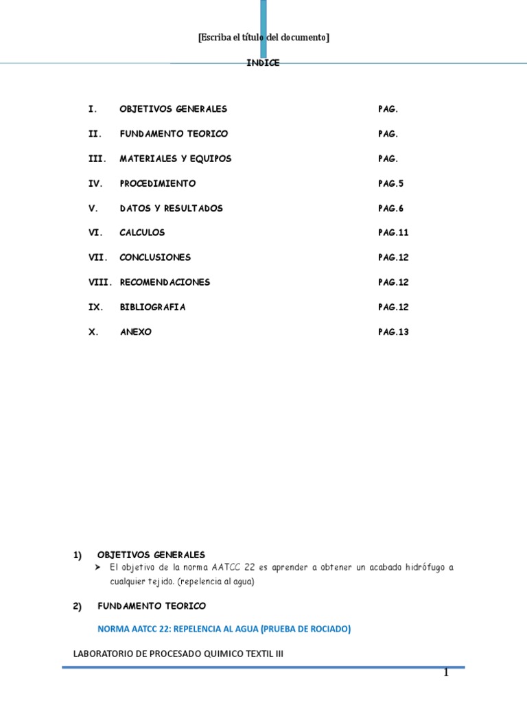 Aatcc 22 Repelencia Al Agua | PDF | Textiles | Agua