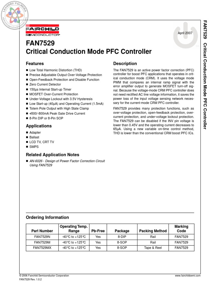 FAN7529 (IC601) - Datasheet II | PDF | Amplifier | Mosfet