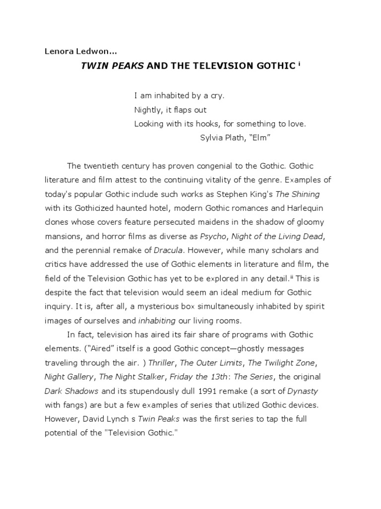 Twin Peaks | PDF | Gothic Fiction