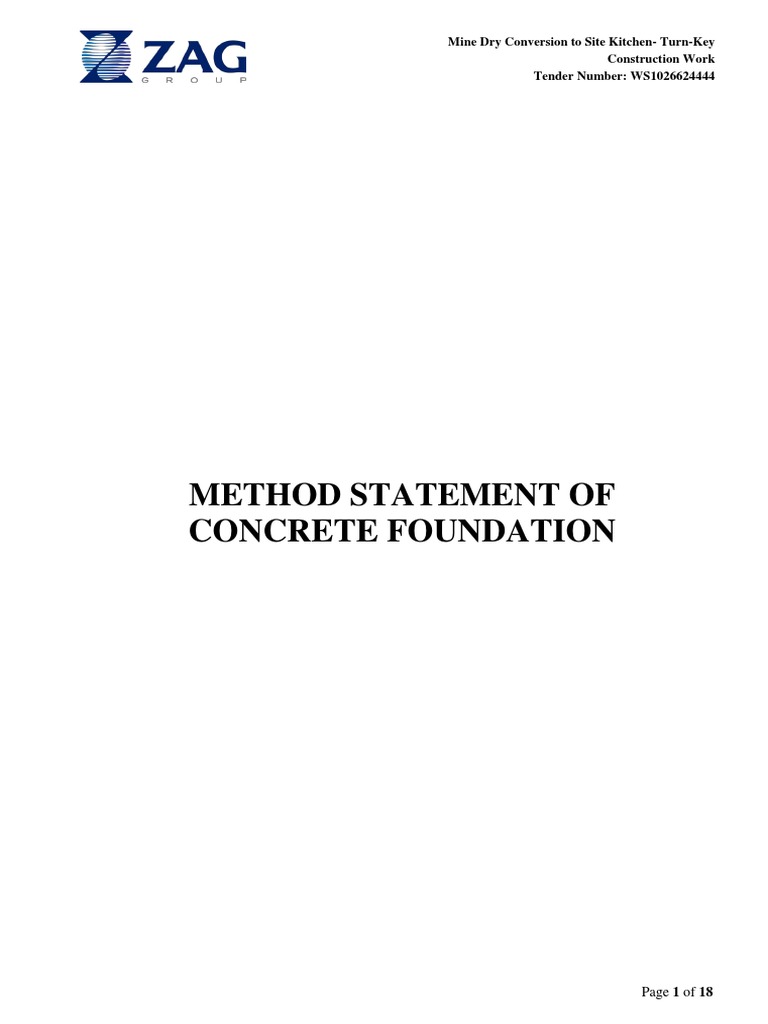 Method Statement for Concrete Foundation | PDF | Concrete | Safety