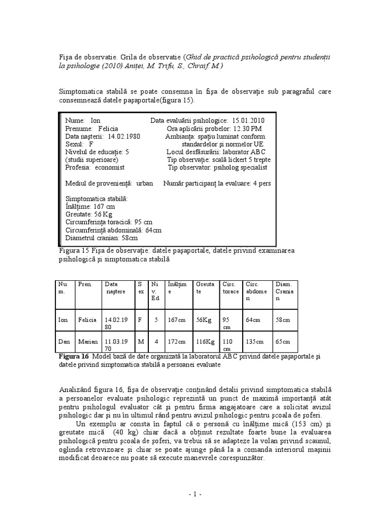 Fisa de Observatie Si Grila de Observatie PDF | PDF