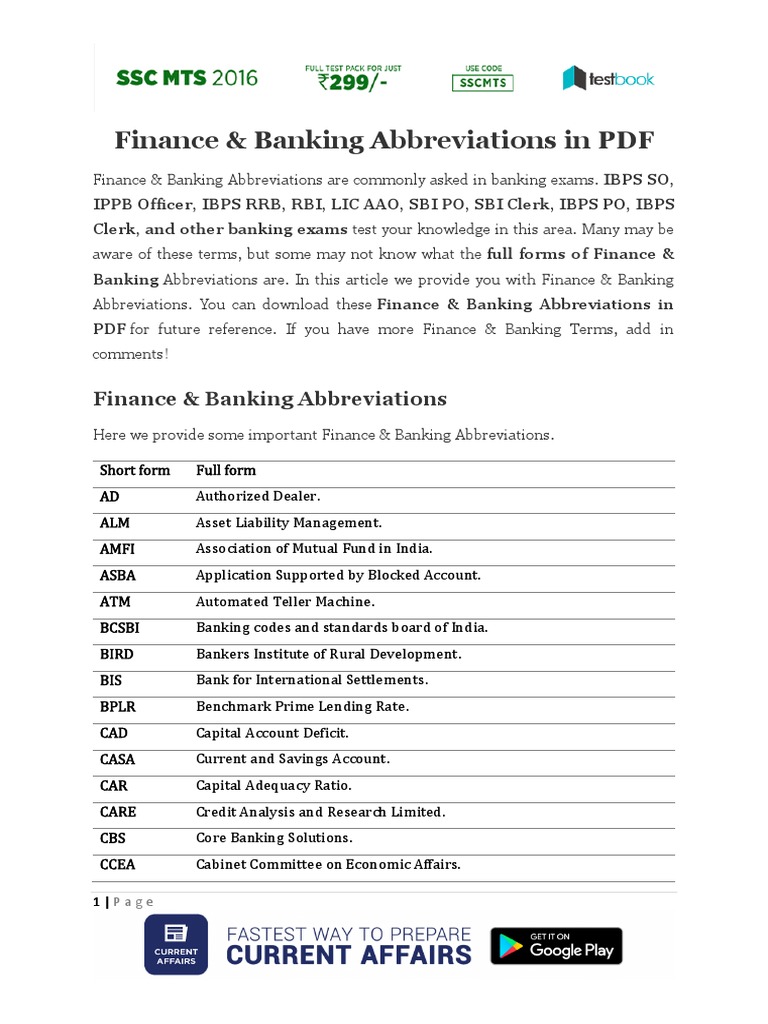 Finance Banking Abbreviations in PDF 2 | PDF | Banks | Foreign Direct ...