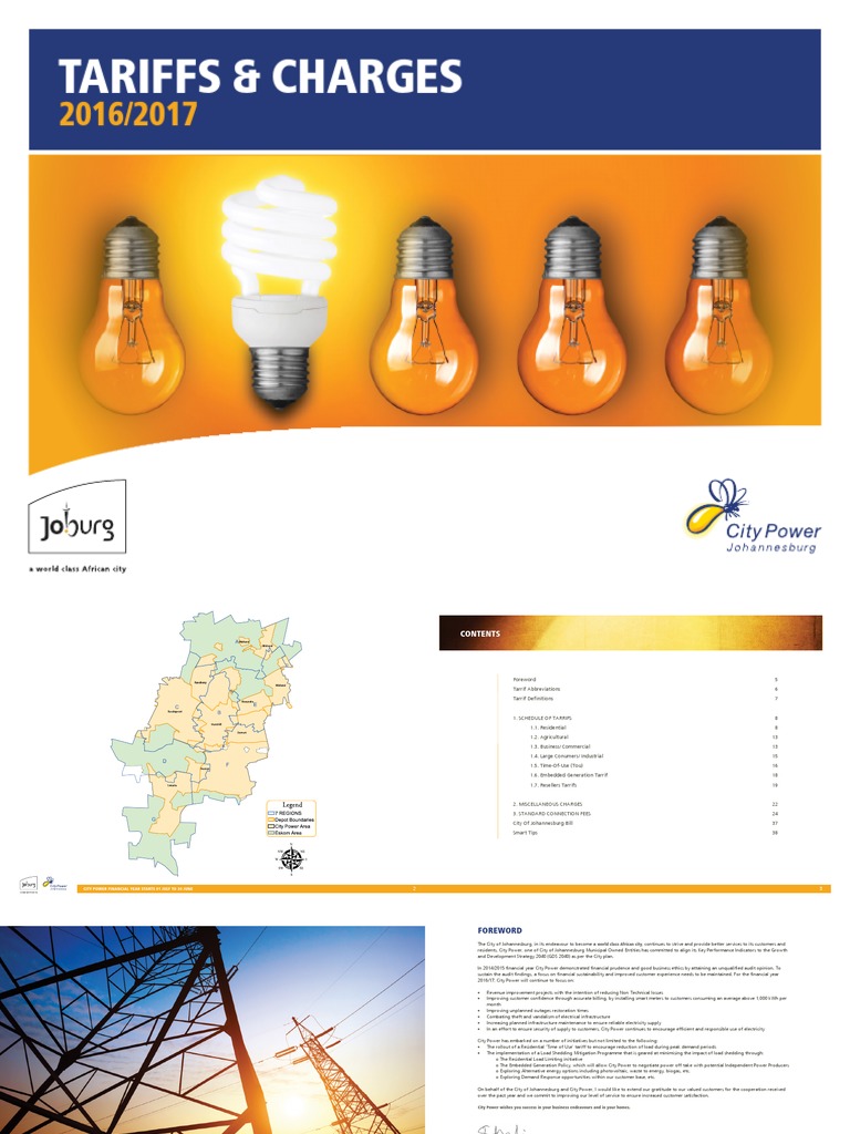 City Power Tariffs 2016/2017 Guide | PDF | Kilowatt Hour | Tariff