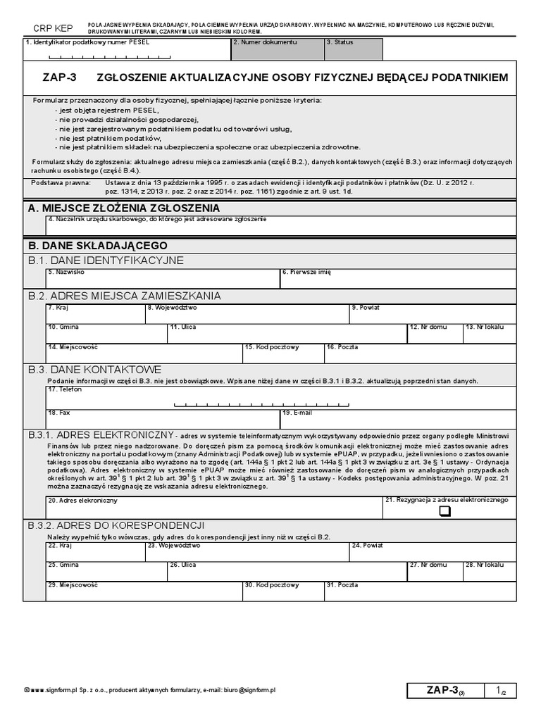 Formularz ZAP 3 | PDF