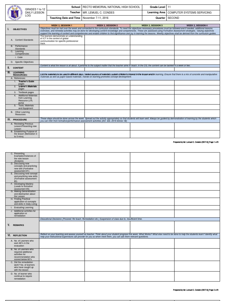 DLL Template | PDF | Educational Assessment | Applied Psychology