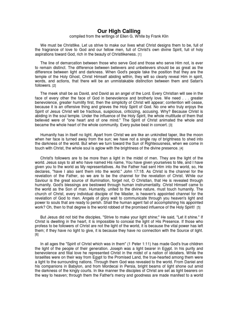 Our High Calling | PDF | Revelation | God The Father