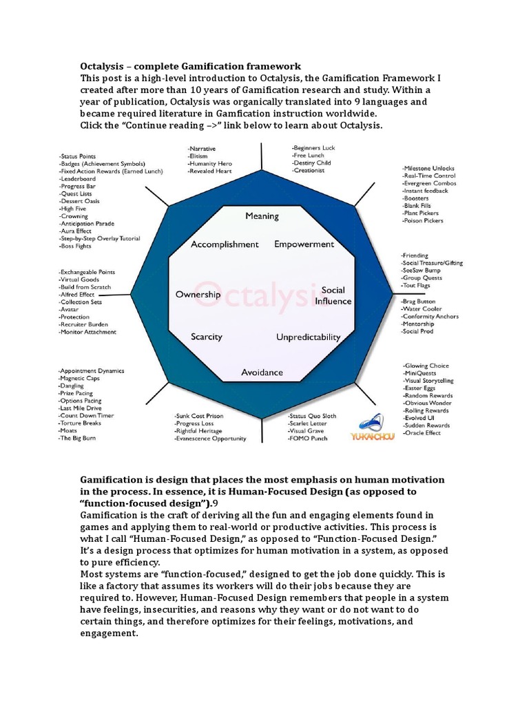 Octalysis - Complete Gamification Framework | Download Free PDF ...
