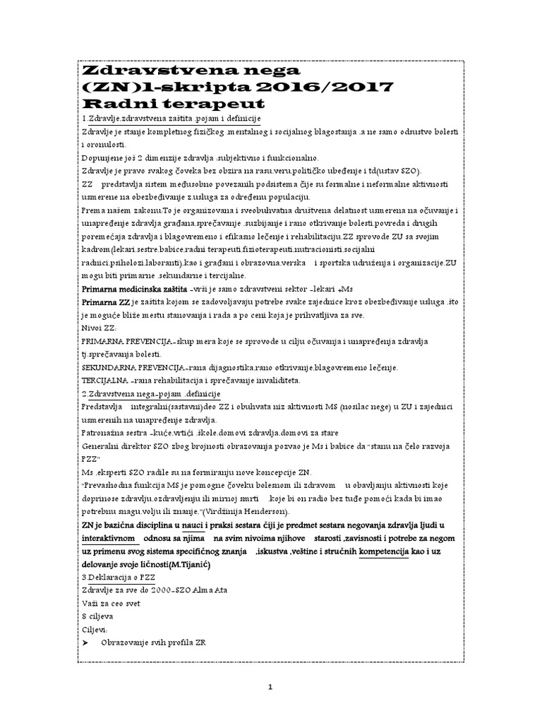 Nega 1 Skripta Moja | PDF