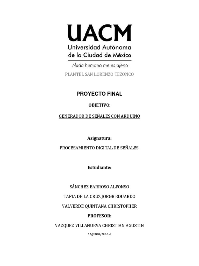 Generador de Senales Con Arduino | PDF | Arduino | Muestreo (procesamiento de señal)