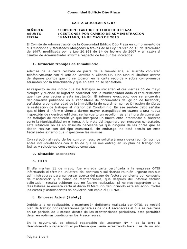 Carta Circular No7 | PDF | Condominio | Ascensor
