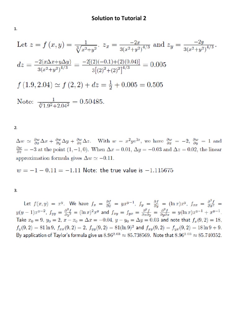 MATH2014 - Tutorial 02 Soln | PDF