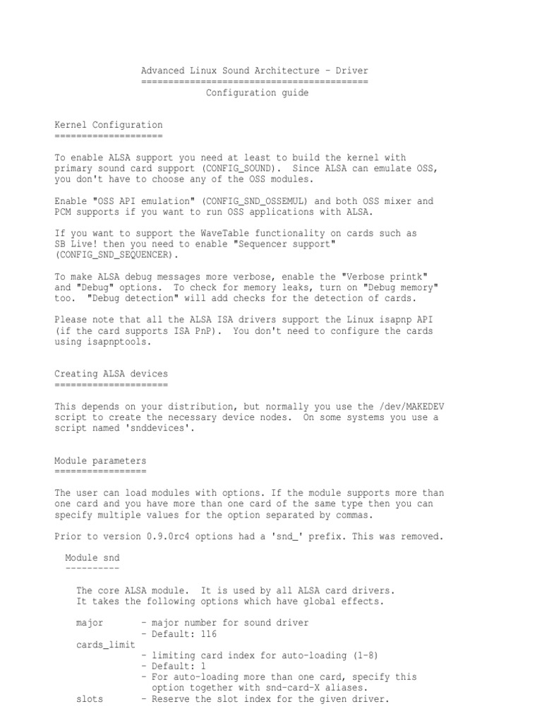 ALSA Configuration | PDF | Device Driver | Personal Computers