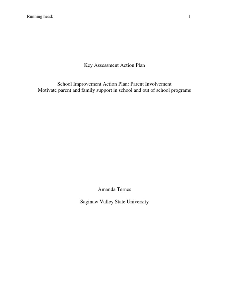 Key Assessment Action Plan: Running Head: 1 | PDF | Sibling ...