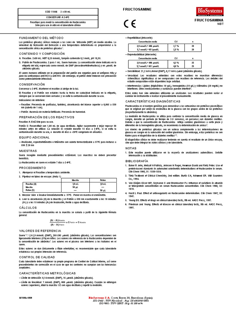 Fructosamina | PDF | Proteínas | Diabetes