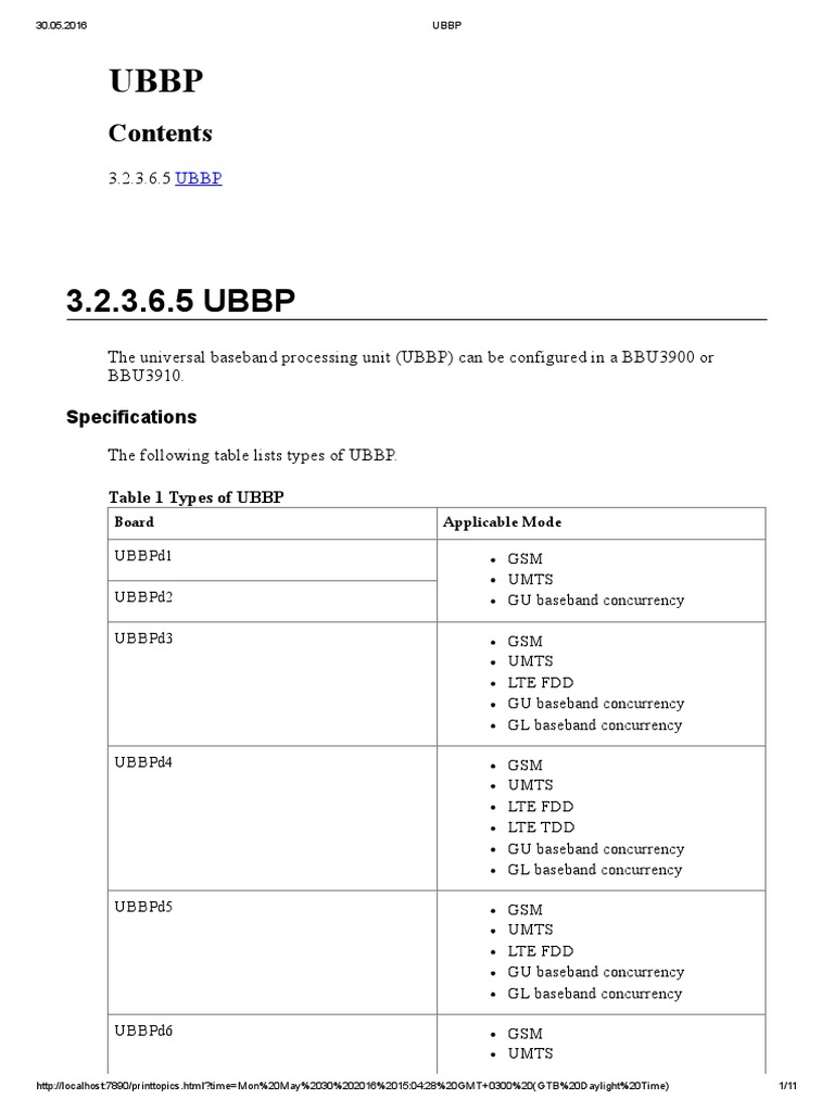 UBBP Board Specifications Guide | PDF | High Speed Packet Access | Lte ...