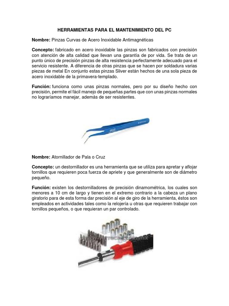 Herramientas para El Mantenimiento Del PC | PDF | Herramientas | Soldadura