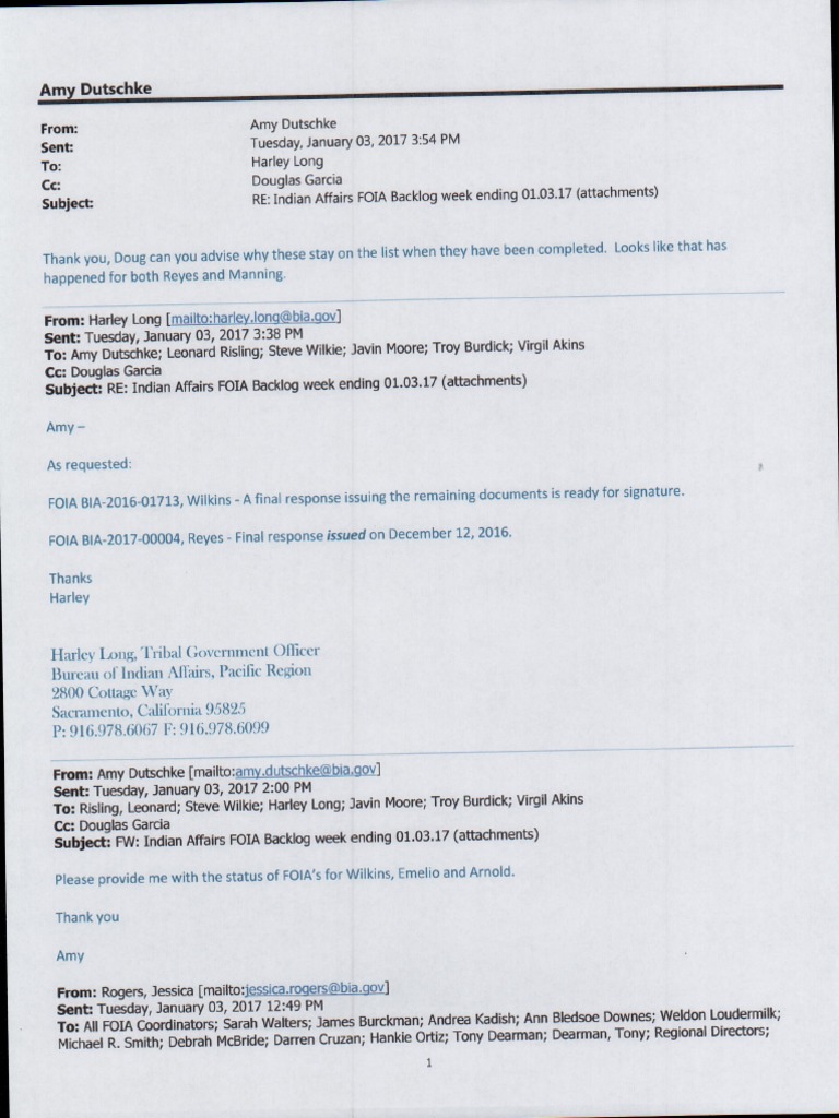 FOIA (Freedom On Information Act) Documents From Bureau of Indian ...