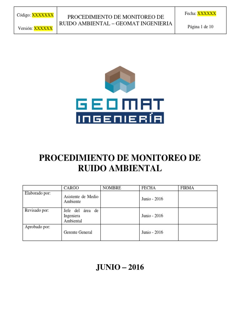Procedimiento para El Monitoreo de Ruido | Decibel | Calibración