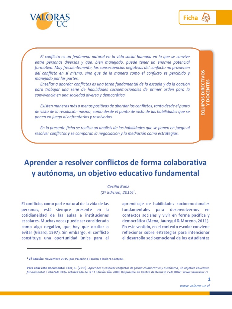 Resolución de Conflictos en la Escuela | PDF