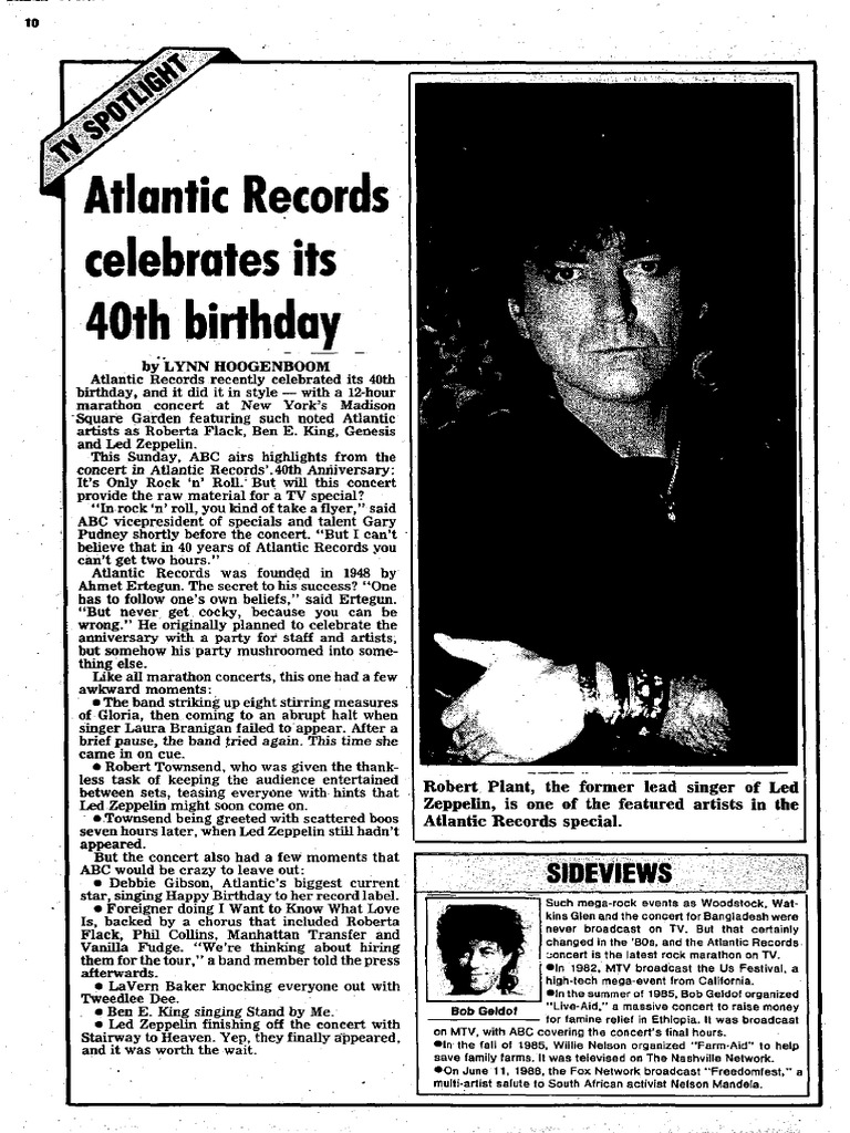 Atlantic Records 40th Anniversary Concert | PDF | Entertainment ...