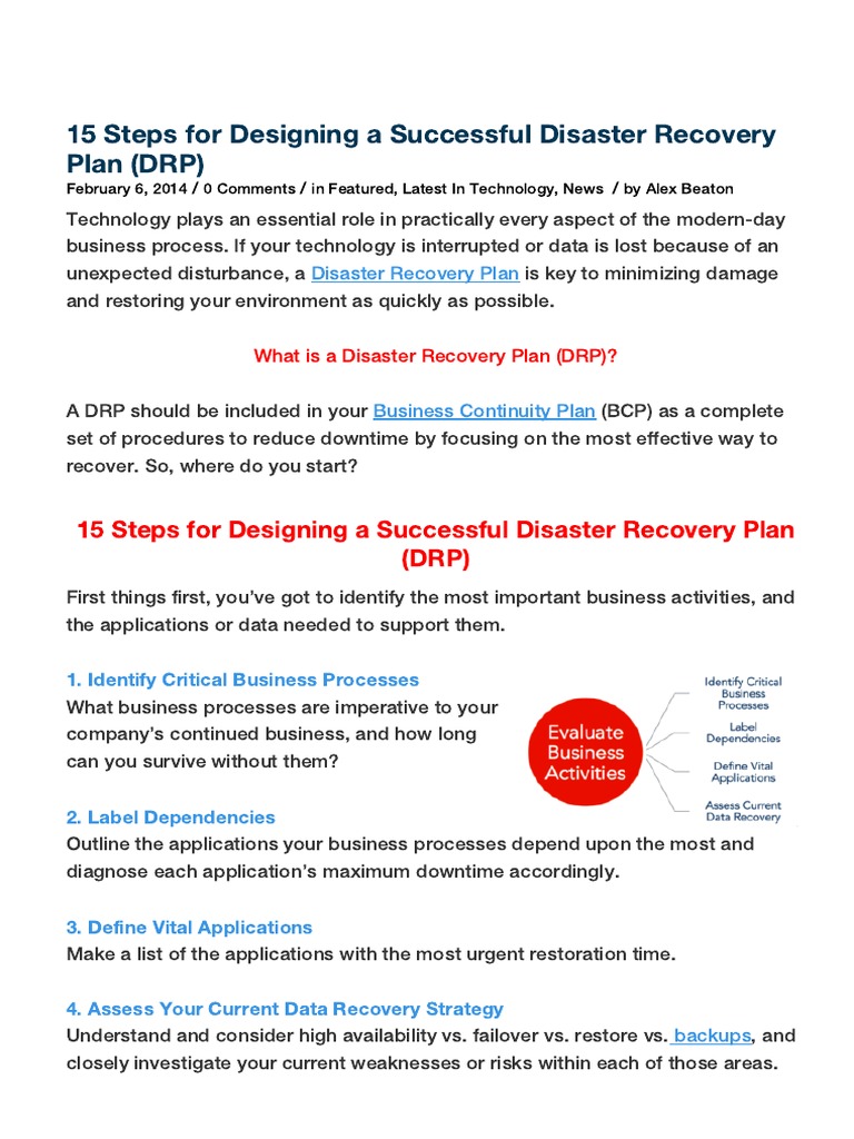 15 Steps For Designing A Disaster Recovery Plan (DRP) | PDF | Disaster ...