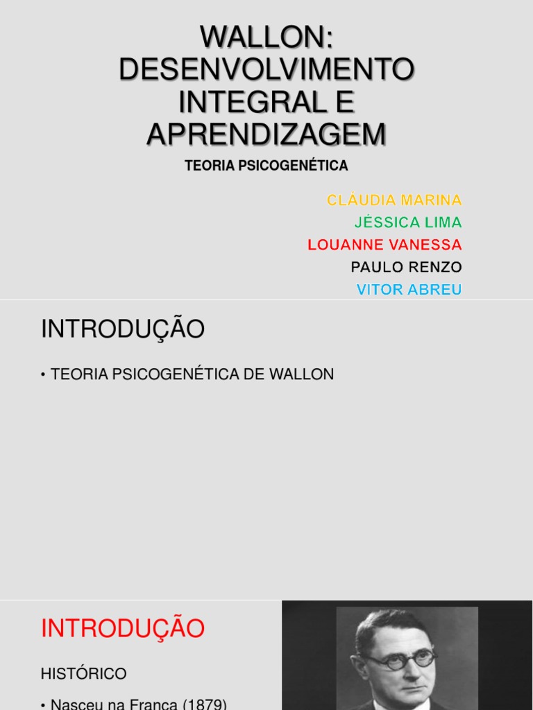 WALLON Power Point | PDF | Pedagogia | Psicologia