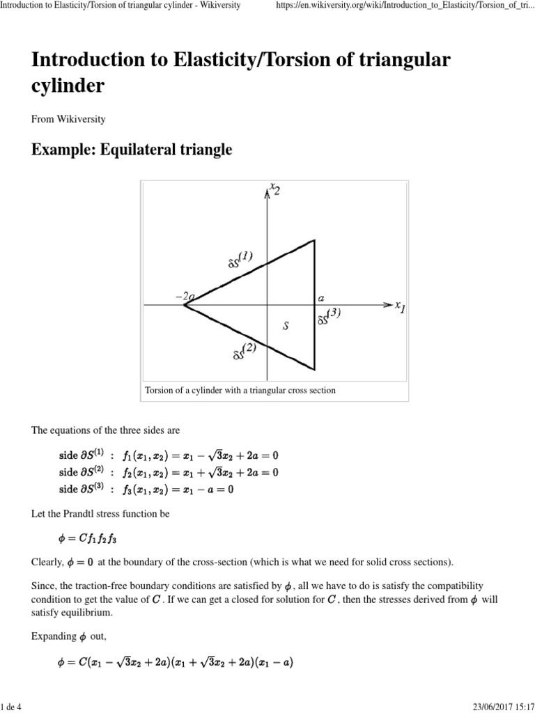 Introduction To Elasticity Torsion of Triangular Cylinder - Wikiversity ...