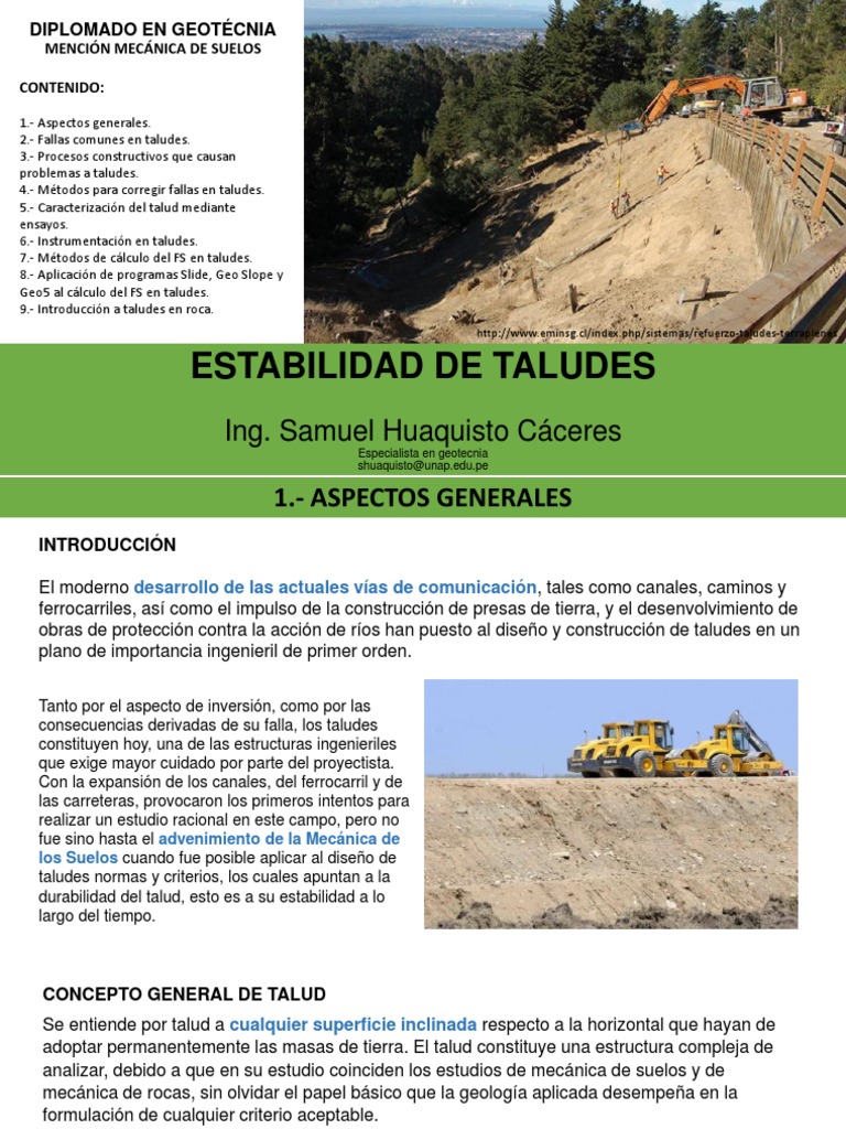 ESTABILIDAD DE TALUDES TACNA.pdf | Suelo | Excavación (Arqueología)
