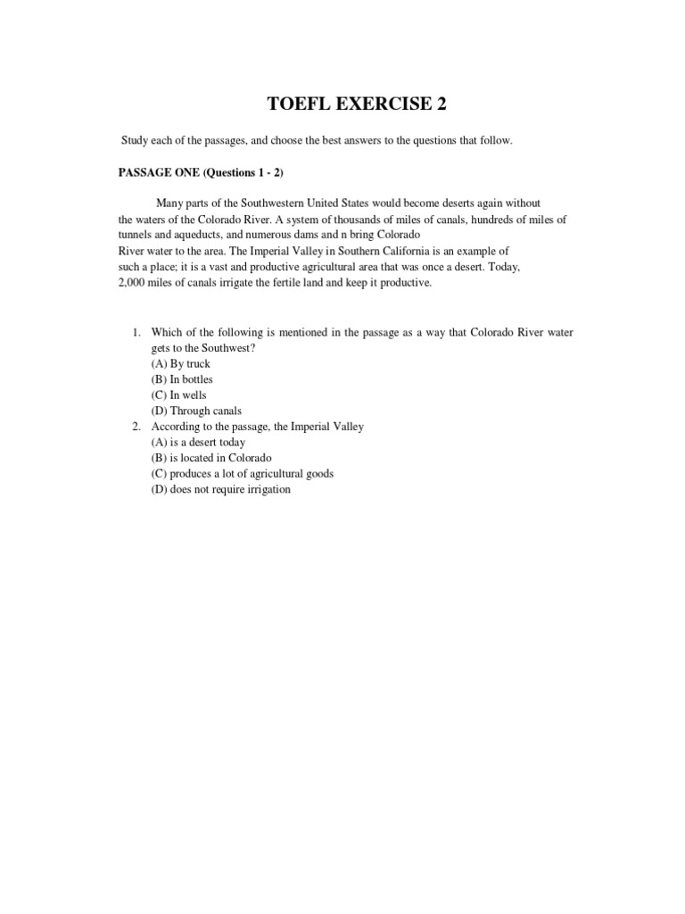 Reading - ToEFL Exercise 2 | PDF | Thomas Edison | Colorado River
