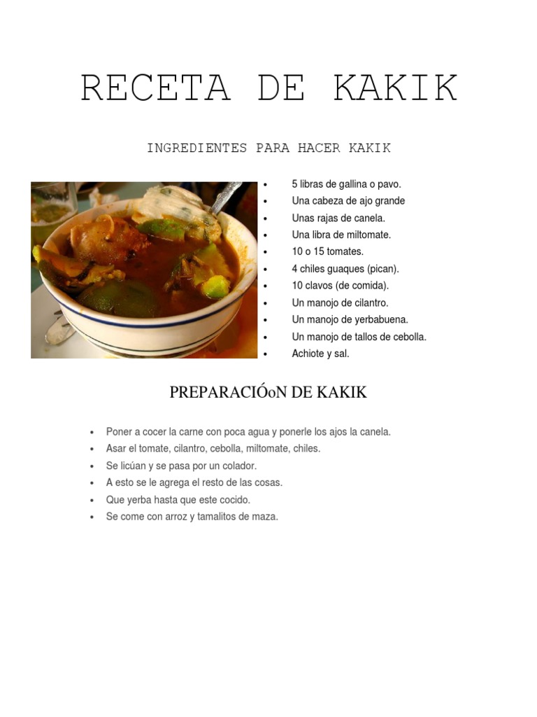 Receta de Kakik | PDF