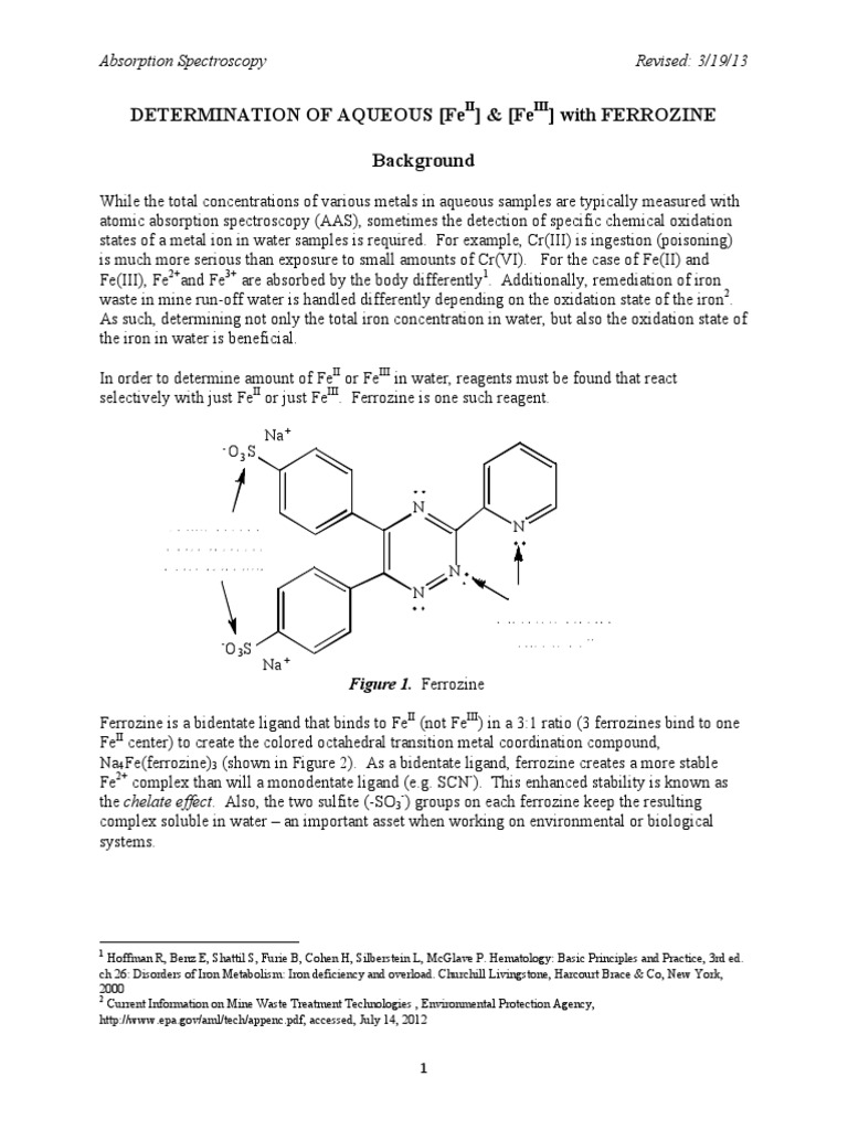 Determination of Aqueous (Feii) & (Feiii) With Ferrozine | PDF ...