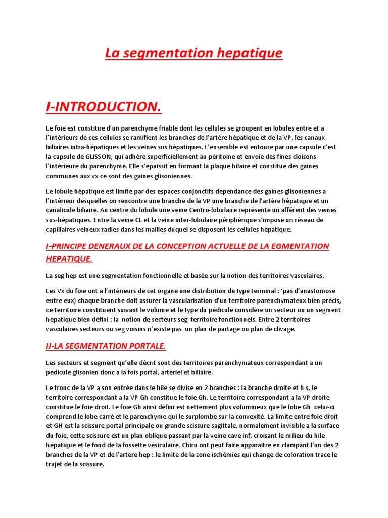 La Segmentation Hepatique | Download Free PDF | Foie | Anatomie humaine
