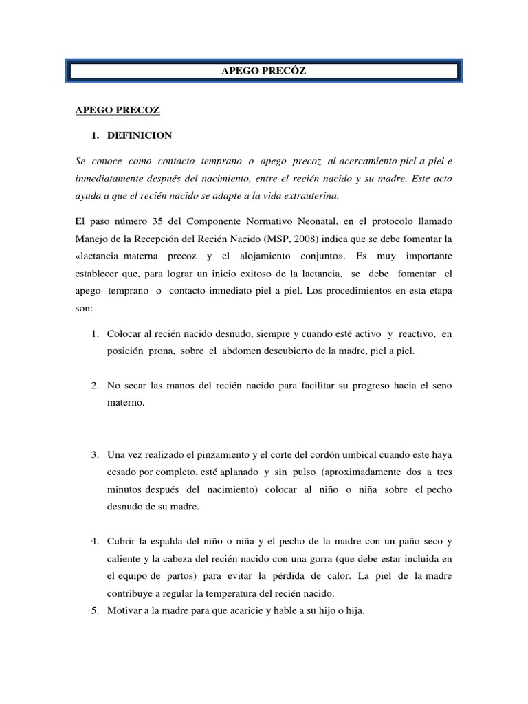 Apego Precóz | PDF | Infantes | Amamantamiento